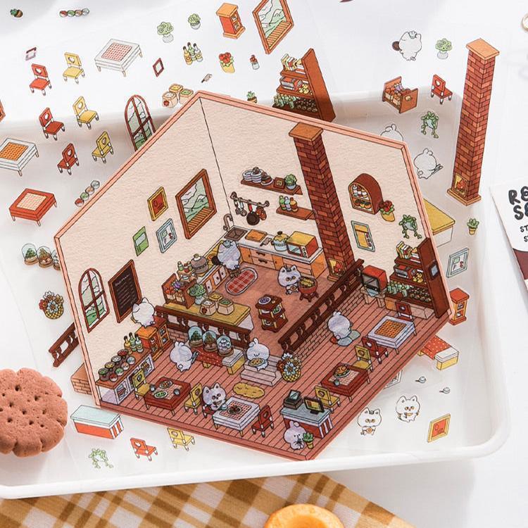 Buy Isometric Miniature Scene Stickers [Restaurant] – Cozy Sticker Room