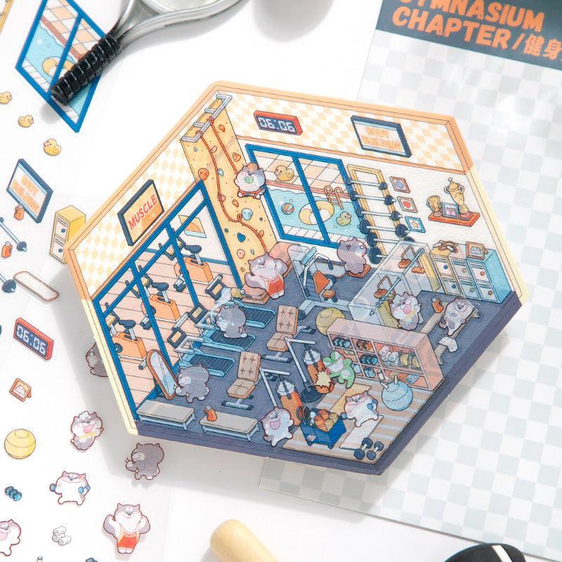 Buy Isometric Miniature Scene Stickers [Gymnasium] – Cozy Sticker Room
