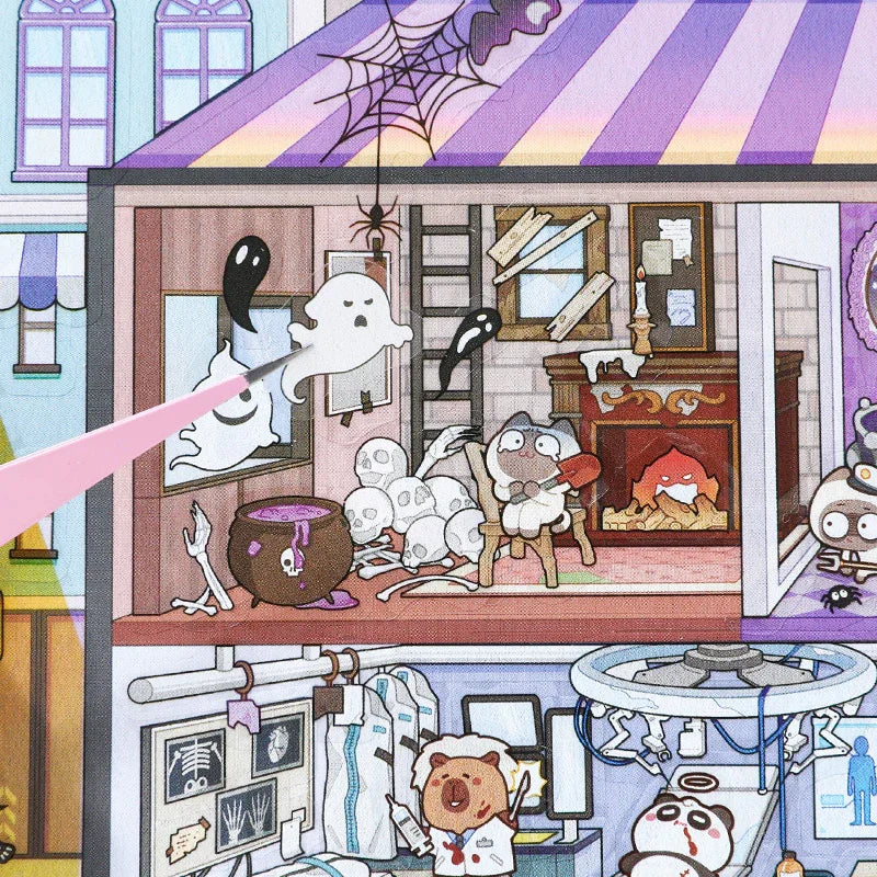 [Escape Room] Front-View XL Scene Stickers – Cozy Sticker Room