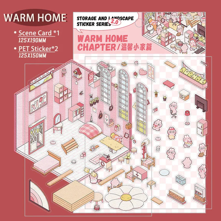 Cozy Sticker Room - Isometric Scene Stickers