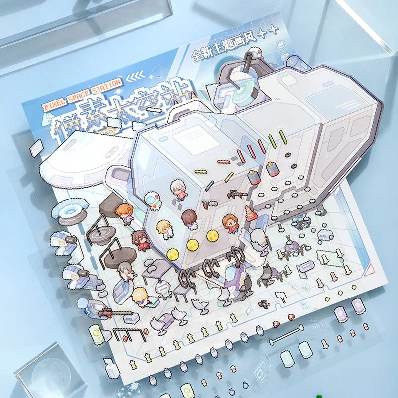[Pixel Space Station] XL Series Isometric Scene Stickers – Cozy Sticker ...
