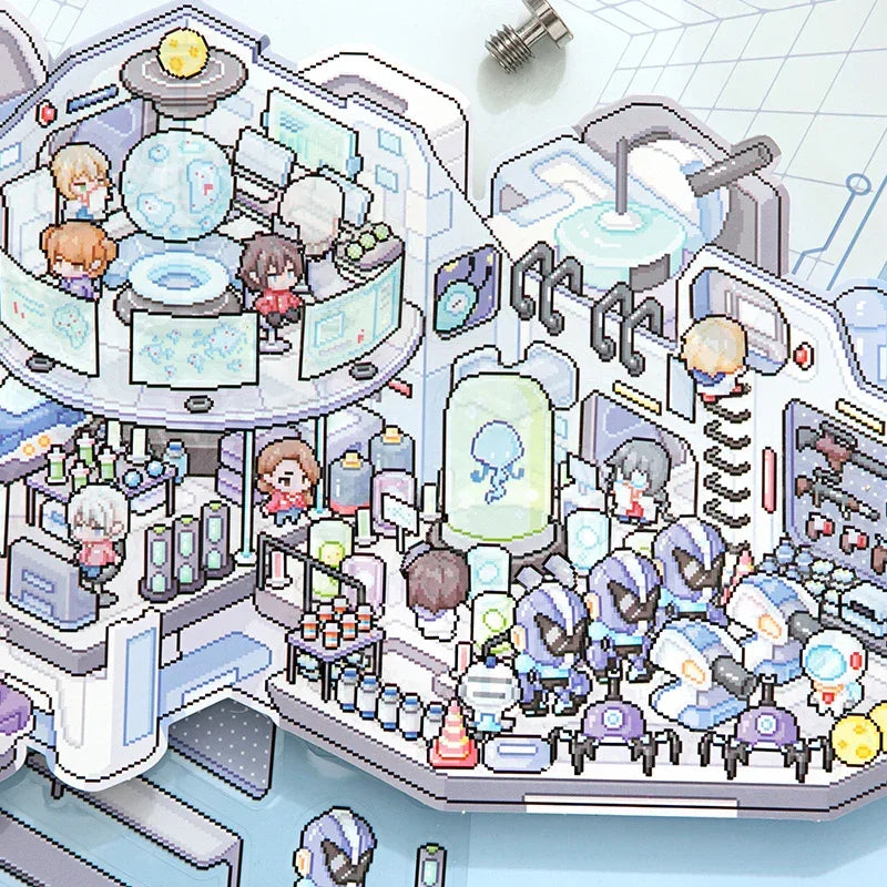 [Pixel Space Station] XL Series Isometric Scene Stickers – Cozy Sticker ...