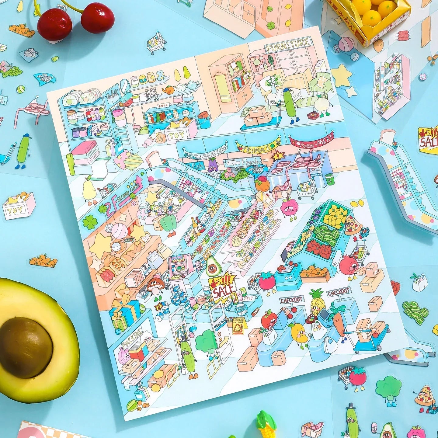 Cozy Sticker Room - Isometric Scene Stickers