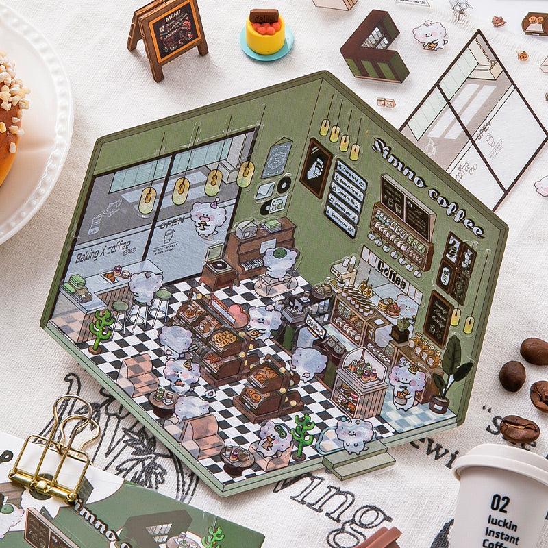 Buy Isometric Miniature Scene Stickers [Coffee Shop] – Cozy Sticker Room